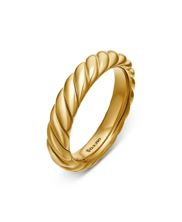 David Yurman Sculpted Cable Band Ring In 18k Yellow - Gold