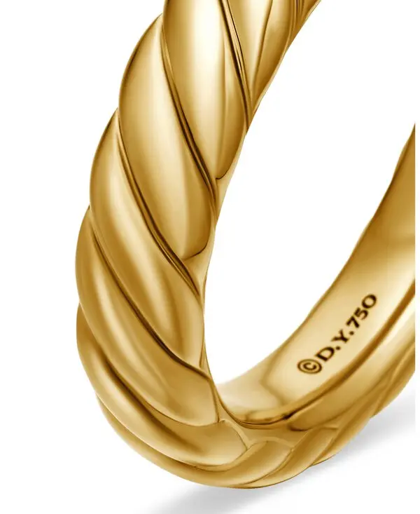 David Yurman Sculpted Cable Band Ring In 18k Yellow - Gold
