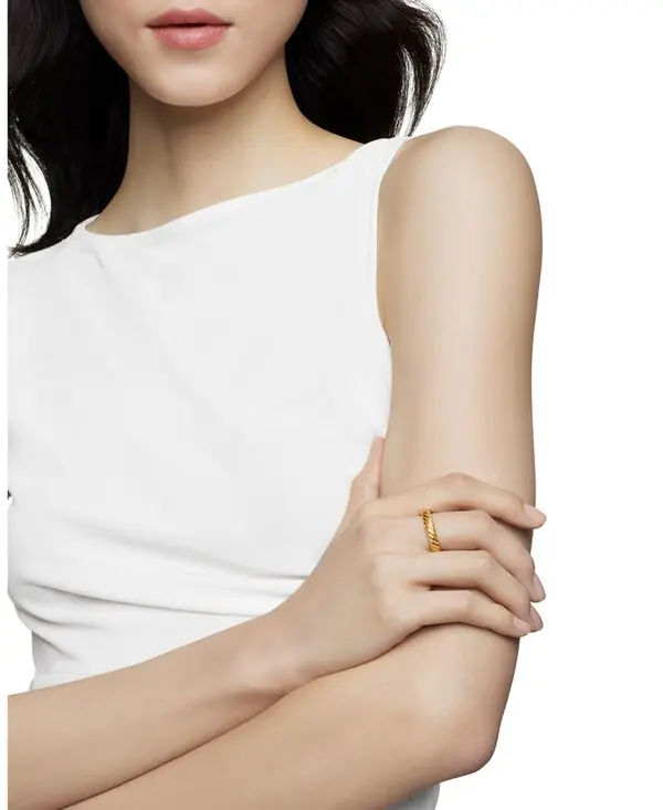 David Yurman Sculpted Cable Band Ring In 18k Yellow - Gold