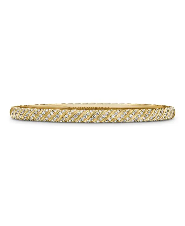 David Yurman Sculpted Cable Bangle With Diamonds - Gold