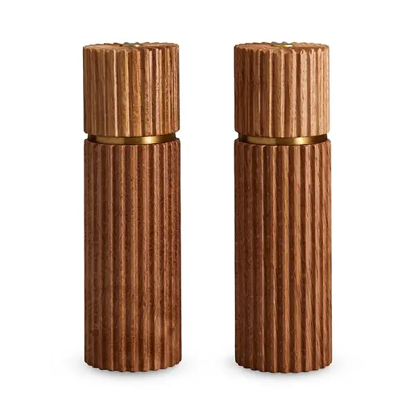 L'Objet Hand Carved Ribbed Salt And Pepper Mills - Bonde Oak