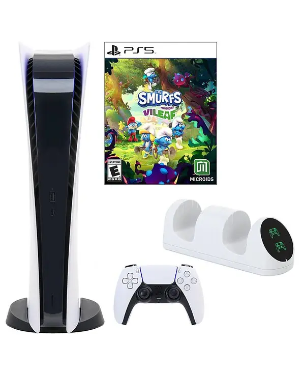 SONY Playstation 5 Digital Console With The Smurfs Game And Dock - Open White