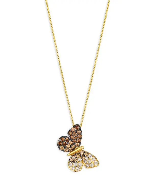 Bloomingdale'S Diamond Butterfly Pendant Necklace - Brown/gold