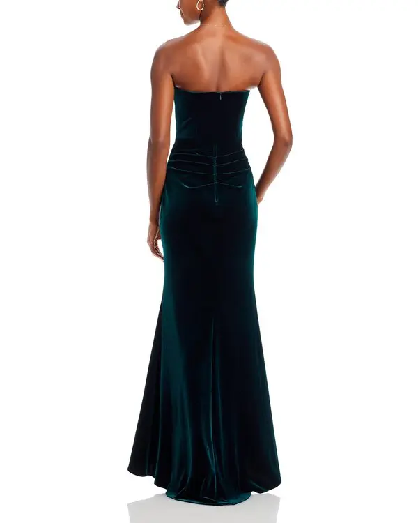Aqua Velvet Strapless Gown Exclusive