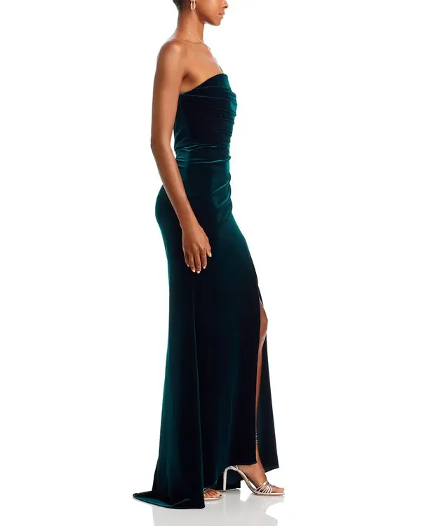 Aqua Velvet Strapless Gown Exclusive