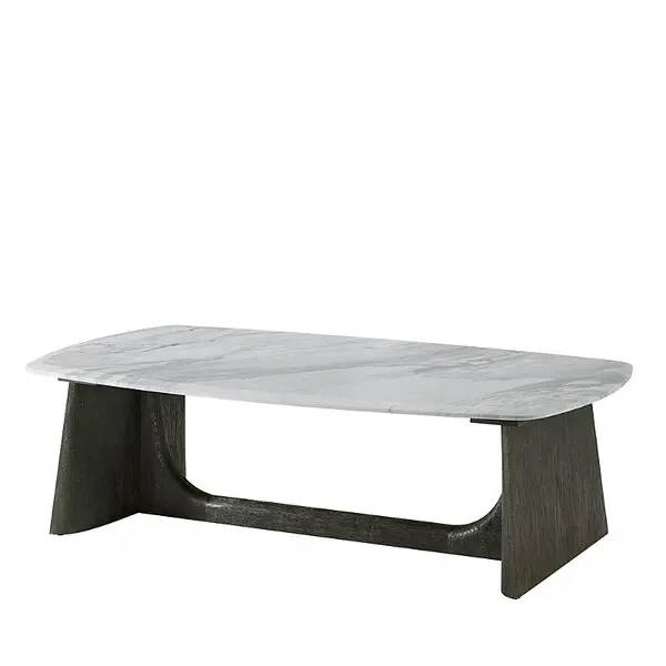 THEODORE ALEXANDER Repose Wooden Coffee Table With Marble Top - Charcoal Oak