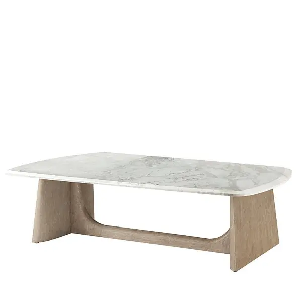 THEODORE ALEXANDER Repose Wooden Coffee Table With Marble Top - Gray Oak
