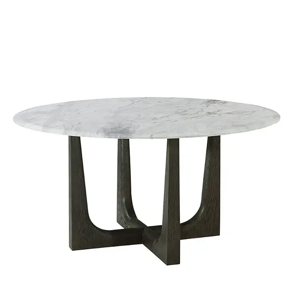 THEODORE ALEXANDER Repose Marble Round Dining Table - Charcoal Oak