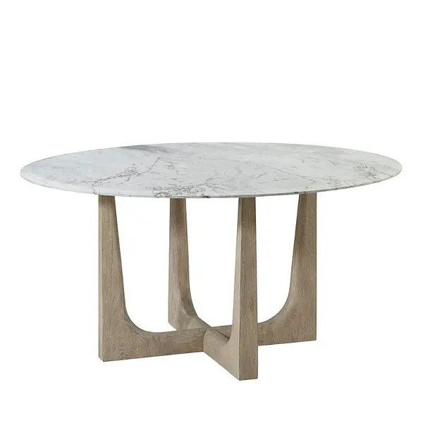 THEODORE ALEXANDER Repose Marble Round Dining Table - Gray Oak