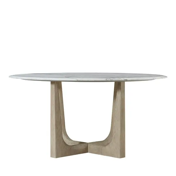 THEODORE ALEXANDER Repose Marble Round Dining Table - Gray Oak