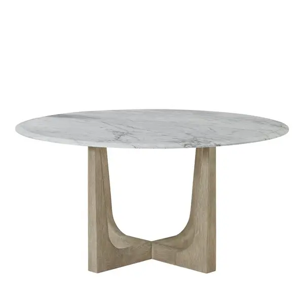 THEODORE ALEXANDER Repose Marble Round Dining Table - Gray Oak