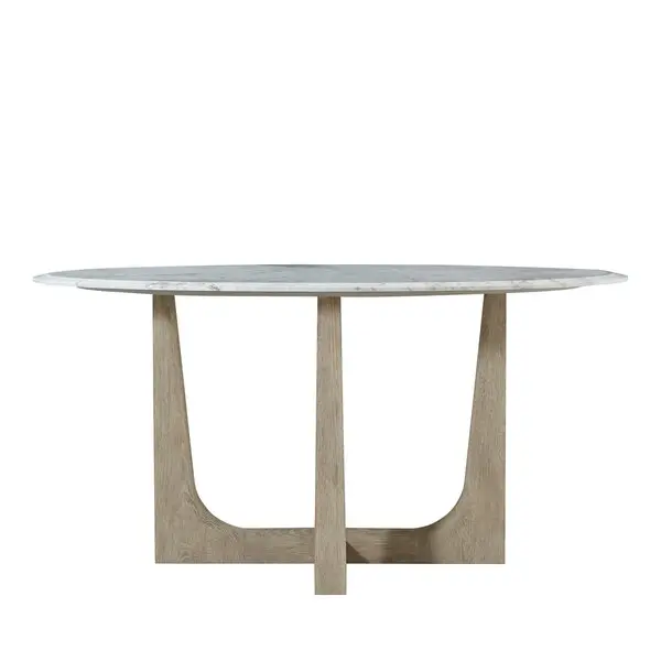 THEODORE ALEXANDER Repose Marble Round Dining Table - Gray Oak