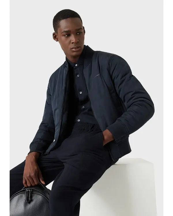 Emporio Armani Essential Slim Fit Lyocell Sport Shirt - Navy Blue