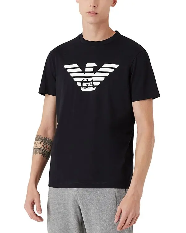 Emporio Armani Essential Pima Cotton Logo Graphic Tee - Navy Blue