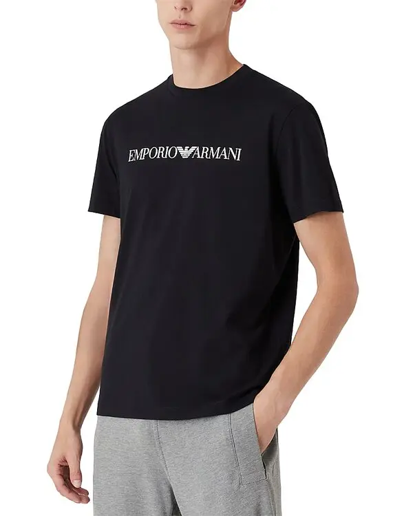Emporio Armani Essential Pima Cotton Logo Graphic Tee - Navy Blue