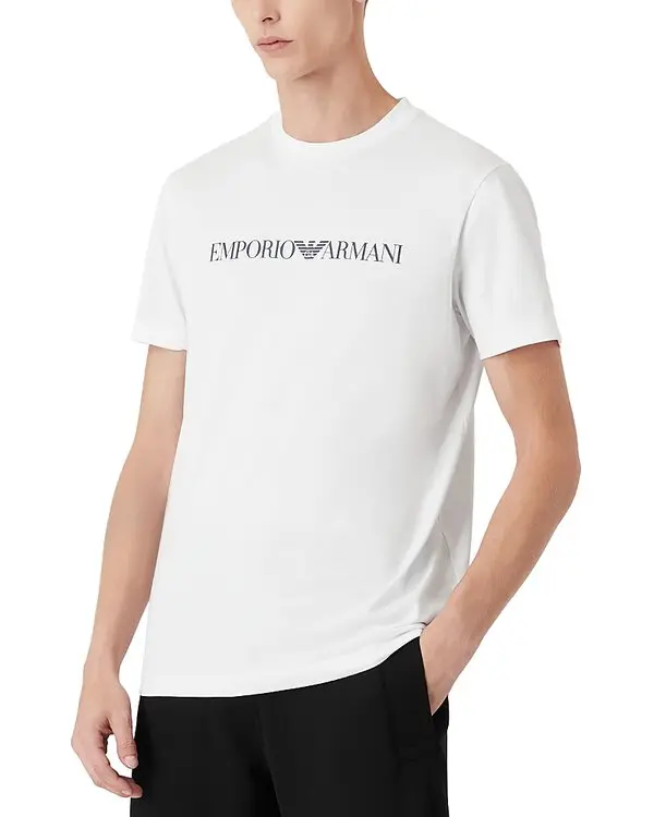 Emporio Armani Essential Pima Cotton Logo Graphic Tee - Solid White