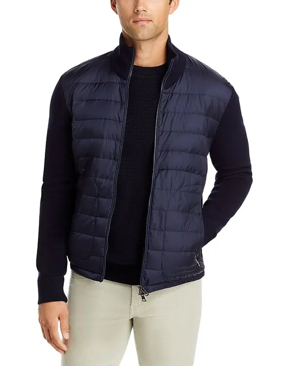 Moncler Stand Collar Quilted Cardigan - Navy