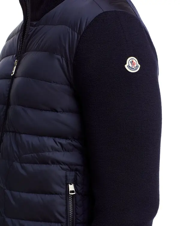 Moncler Stand Collar Quilted Cardigan - Navy