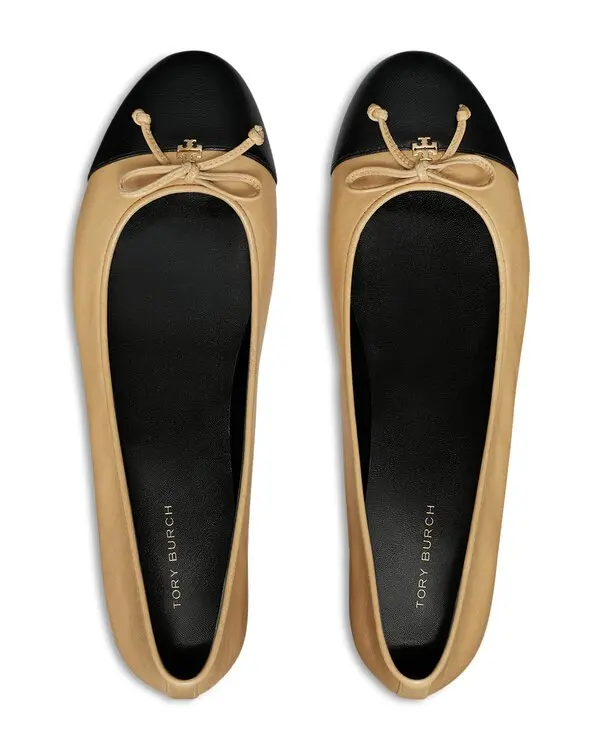 Tory Burch Bow Logo Ballet Flats - Ginger Shortbread