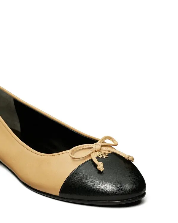 Tory Burch Bow Logo Ballet Flats - Ginger Shortbread