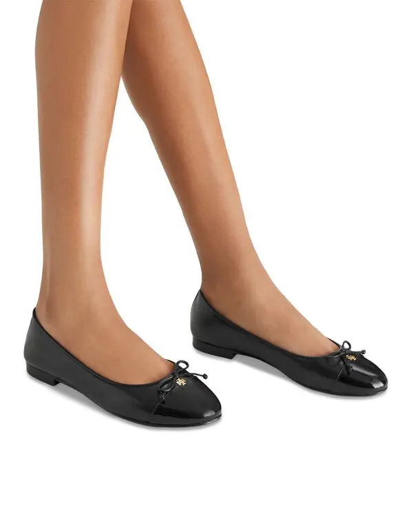 Tory Burch Bow Logo Ballet Flats - Perfect Black