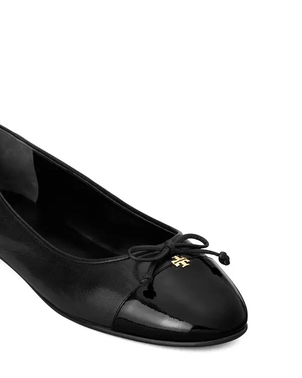 Tory Burch Bow Logo Ballet Flats - Perfect Black