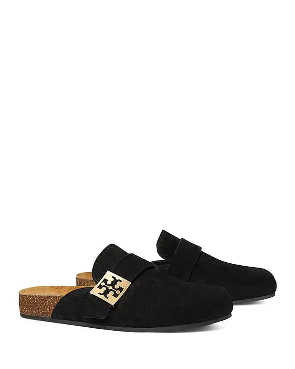 Tory Burch Mellow Suede Mules - Perfect Black