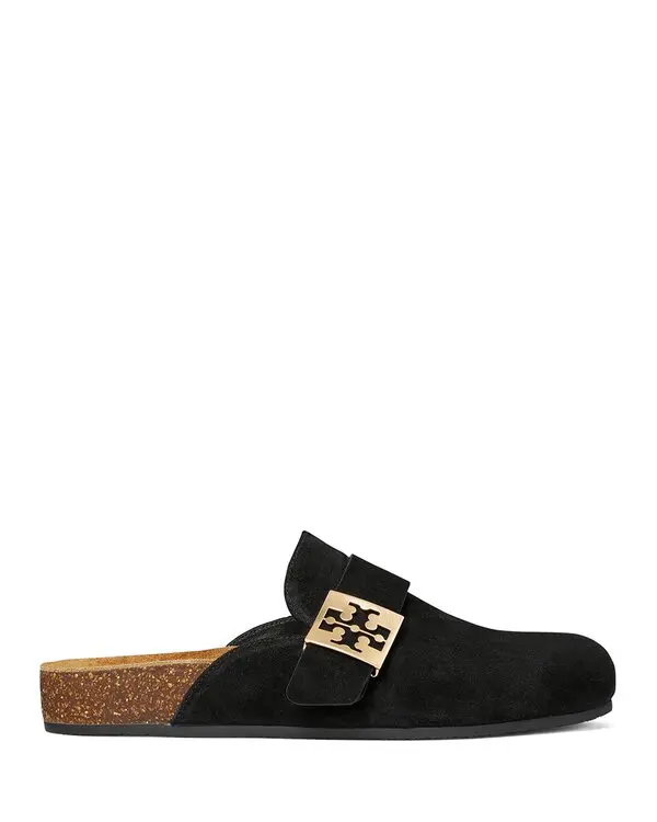 Tory Burch Mellow Suede Mules - Perfect Black