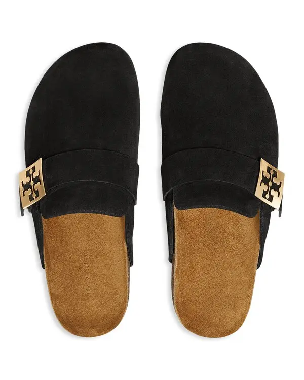 Tory Burch Mellow Suede Mules - Perfect Black