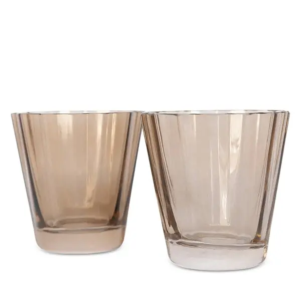 ESTELLE COLORED GLASS Sunday Lowball Glasses, Set Of 2 - Amber Smoke