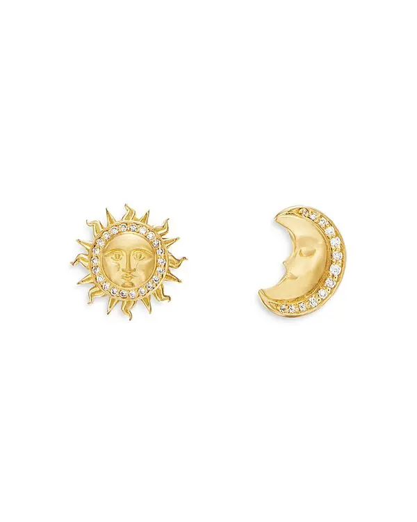 Temple St. Clair 18k Yellow Diamond Sun & Moon Earrings - Gold
