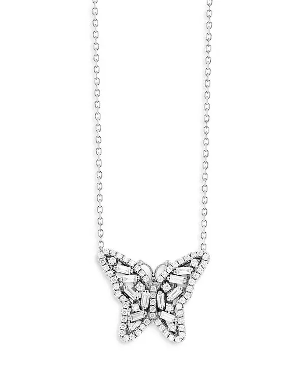 SUZANNE KALAN 18k Gold Diamond Butterfly Pendant Necklace - White