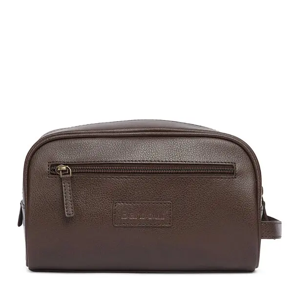 Barbour Leather Washbag - Brown