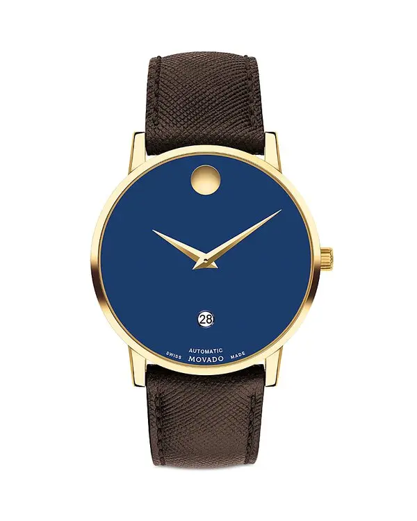 Movado Museum Classic Automatic 40mm Watch - Blue/brown