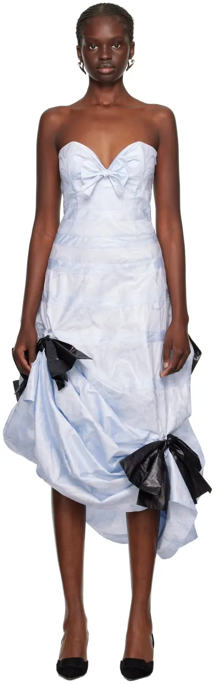 Super Yaya Blue Beatrice Midi Dress - Blue/Black | Editorialist