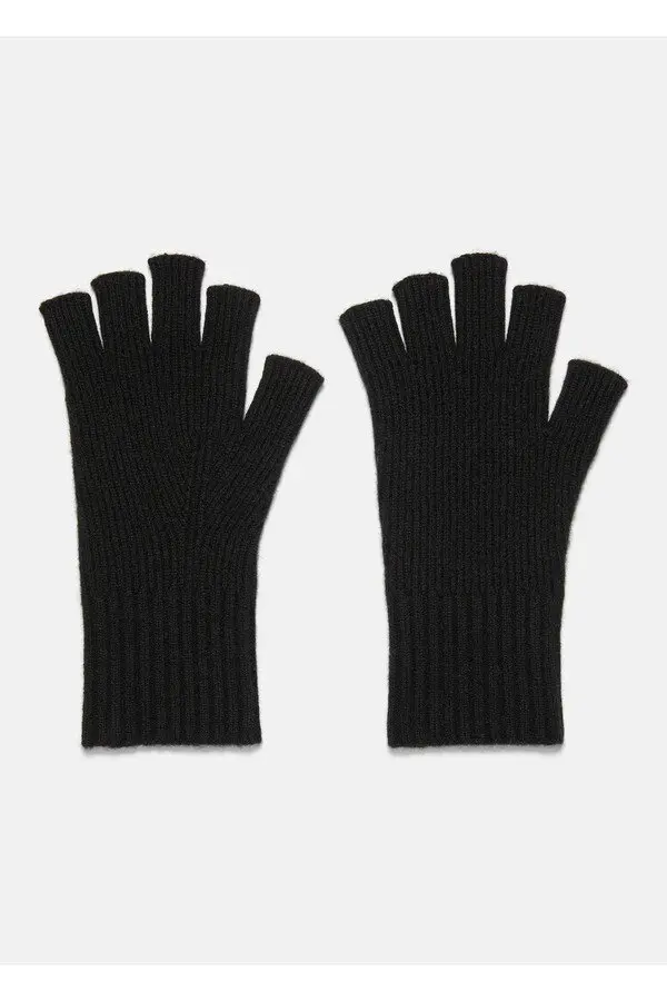 Vince Wool-cashmere Rib-knit Fingerless Gloves - Black