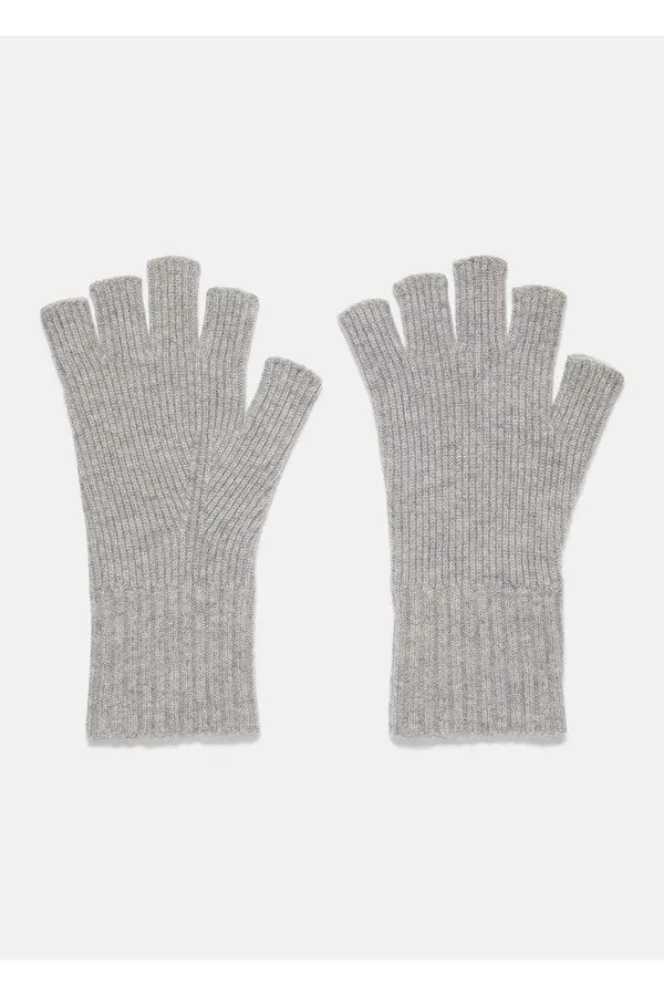 Vince Wool-cashmere Rib-knit Fingerless Gloves - Grey