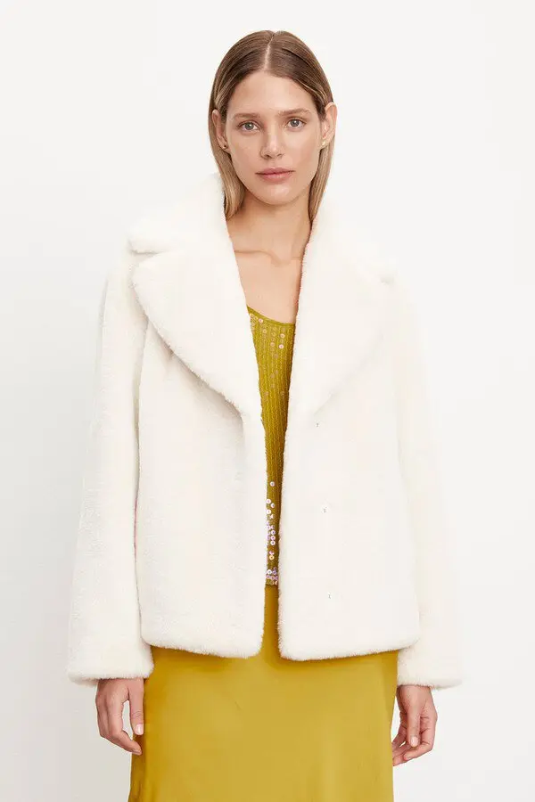 Velvet By Graham Spencer Raquel Faux Lux Fur Jacket In White