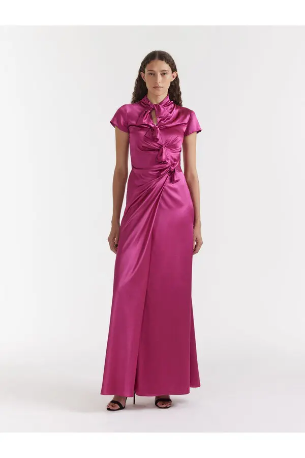 Saloni Kelly Long Dress Pink Editorialist - Main Image