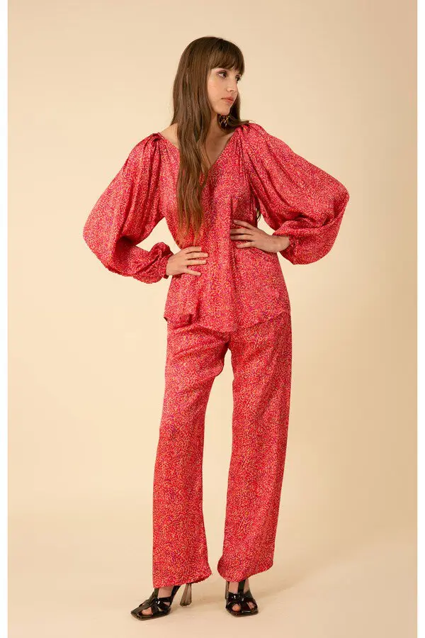 Hale Bob Emy Charmeuse Top - Red