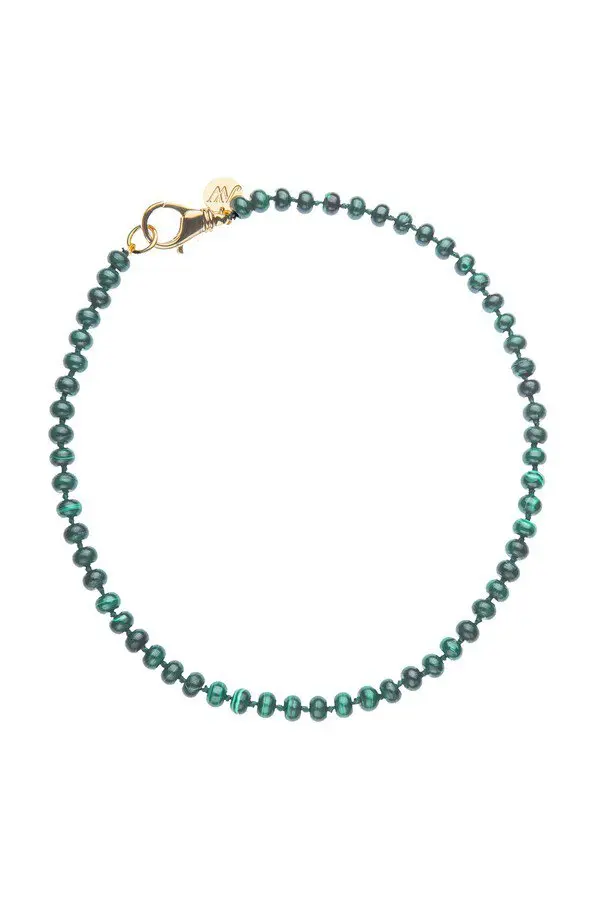JANE WIN Malachite Beaded Statement Necklace - Gold
