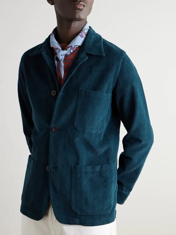 Portuguese Flannel Labura Cotton-corduroy Overshirt - Blue