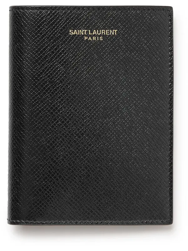 Saint Laurent Upcycled Cross-grain Leather Bifold Wallet - Black
