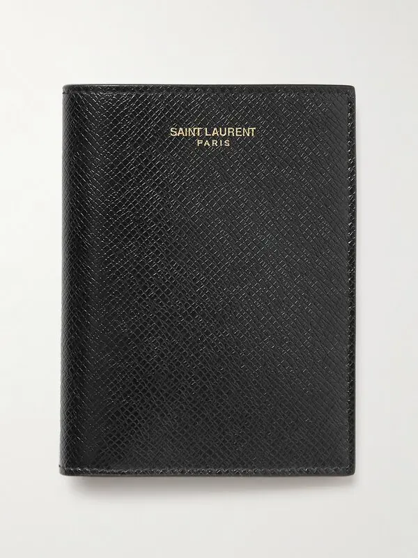 Saint Laurent Upcycled Cross-grain Leather Bifold Wallet - Black