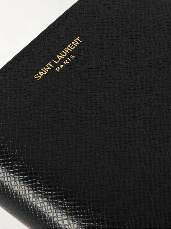 Saint Laurent Logo-embellished Upcycled Cross-grain Leather Bifold Wallet