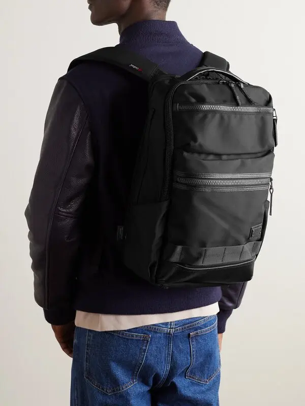 MASTER-PIECE CO Rise Ver.2 Leather-trimmed Mastertex-09 Backpack - Black