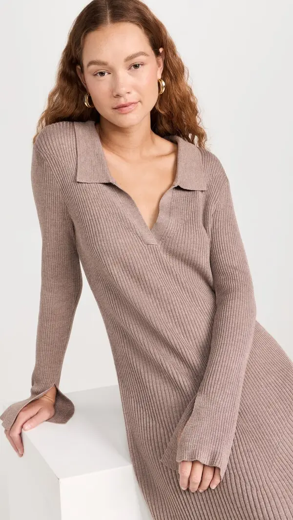 O.P.T Nicole Ribbed Knit Dress - Frappucino
