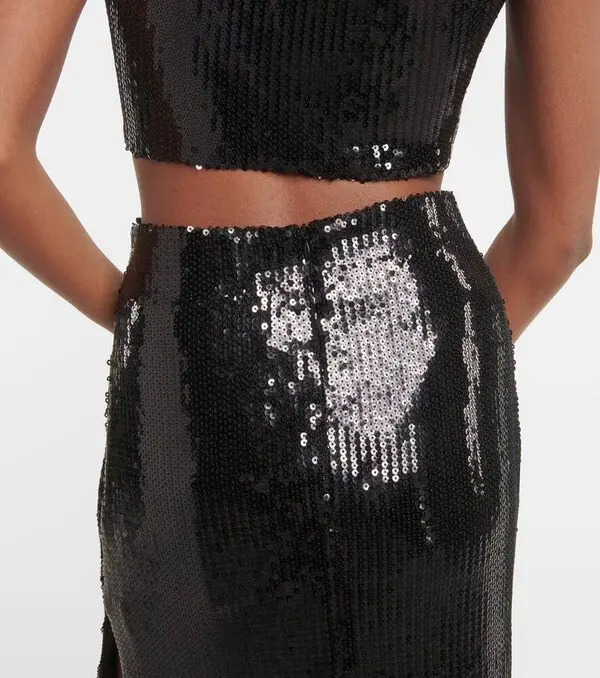 Galvan Beating Heart Sequined Maxi Skirt - Black