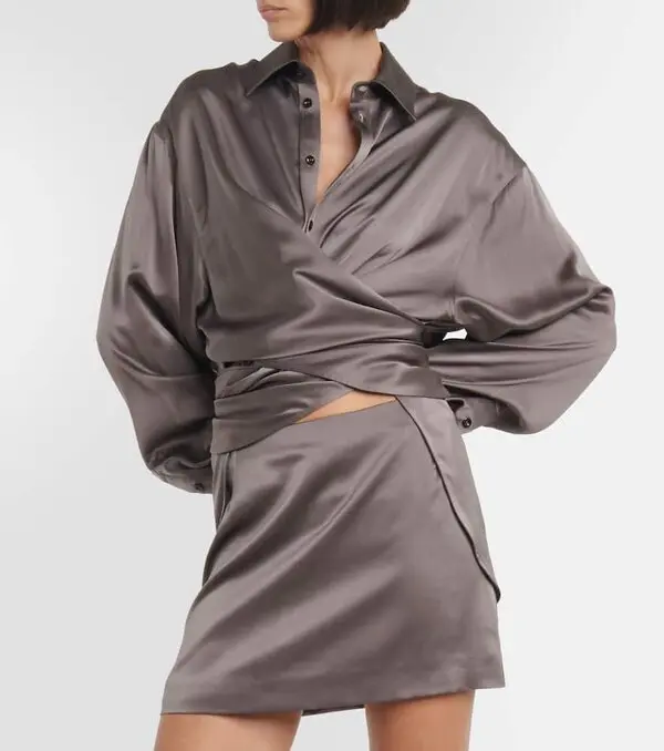 PETER DO Satin Wrap Blouse