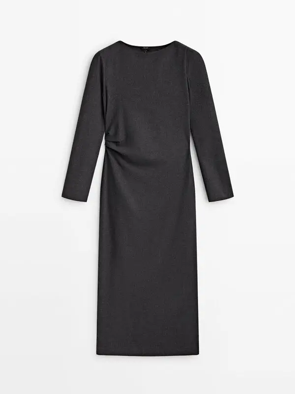 knee length dresses for ladies Elegant Long Sleeve A-Line Midi Dress for Women – Soft Stretch Fabric –  FineLook main image 0
